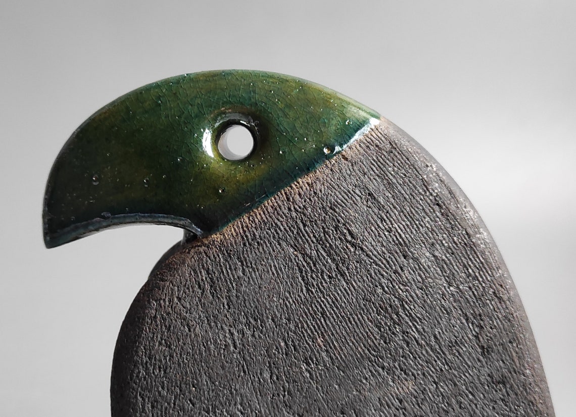 Ceramic Sculpture blue Raven Raku Ceramic - Etsy