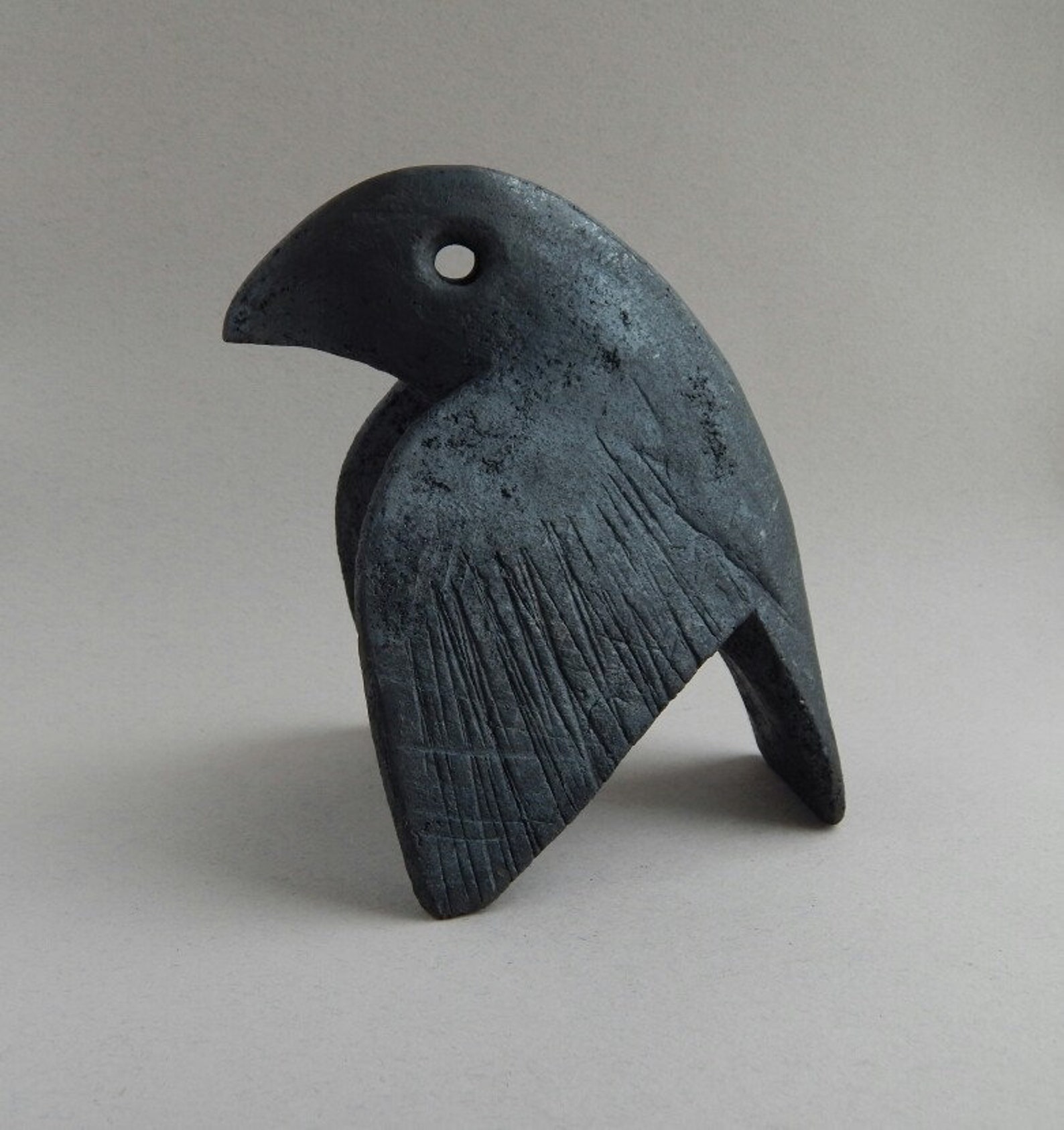 Ceramic sculpture Raven a figure of a raven a | Etsy