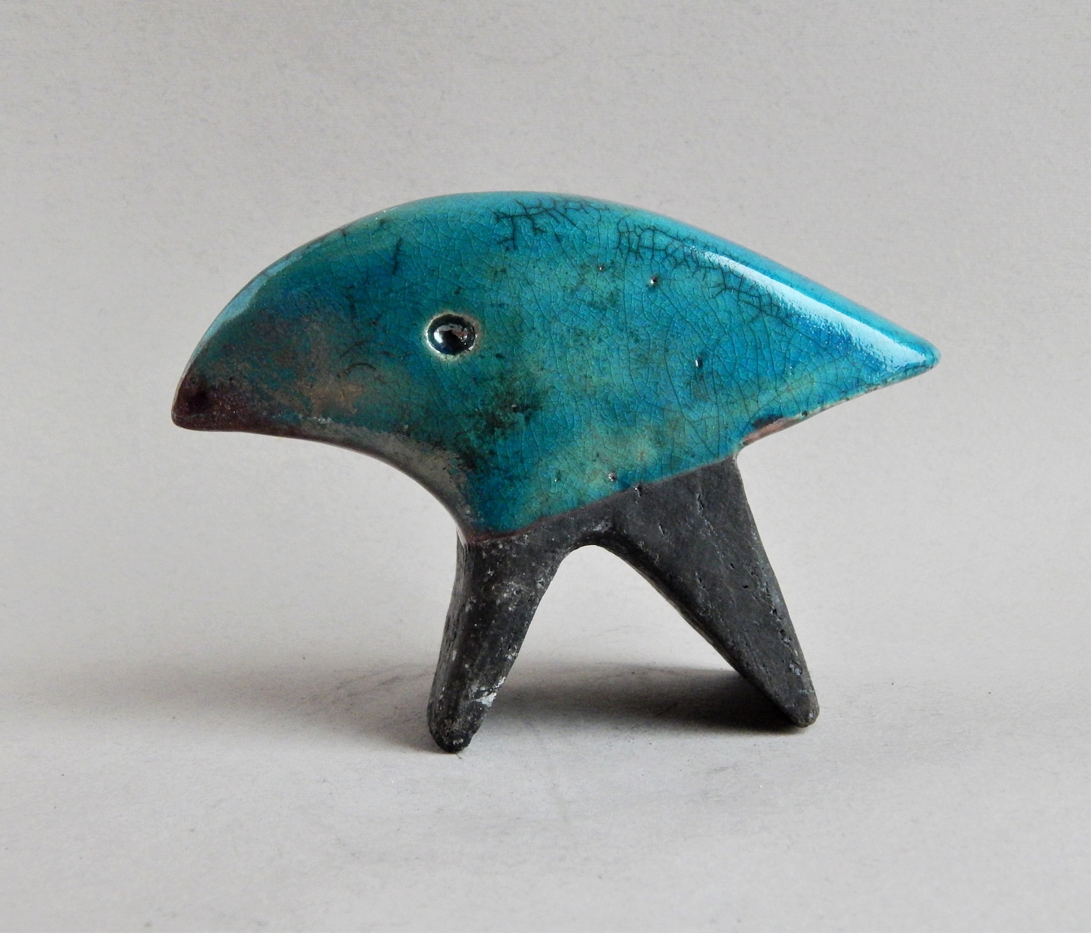 Ceramic Sculpture blue Raven Raku Ceramic - Etsy