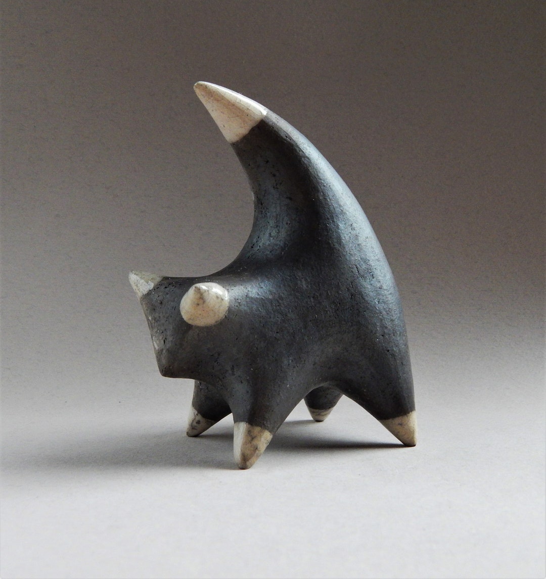 Ceramic Sculpture "cat", Sculpture Raku,cat Figurine, Pets, Animal ...
