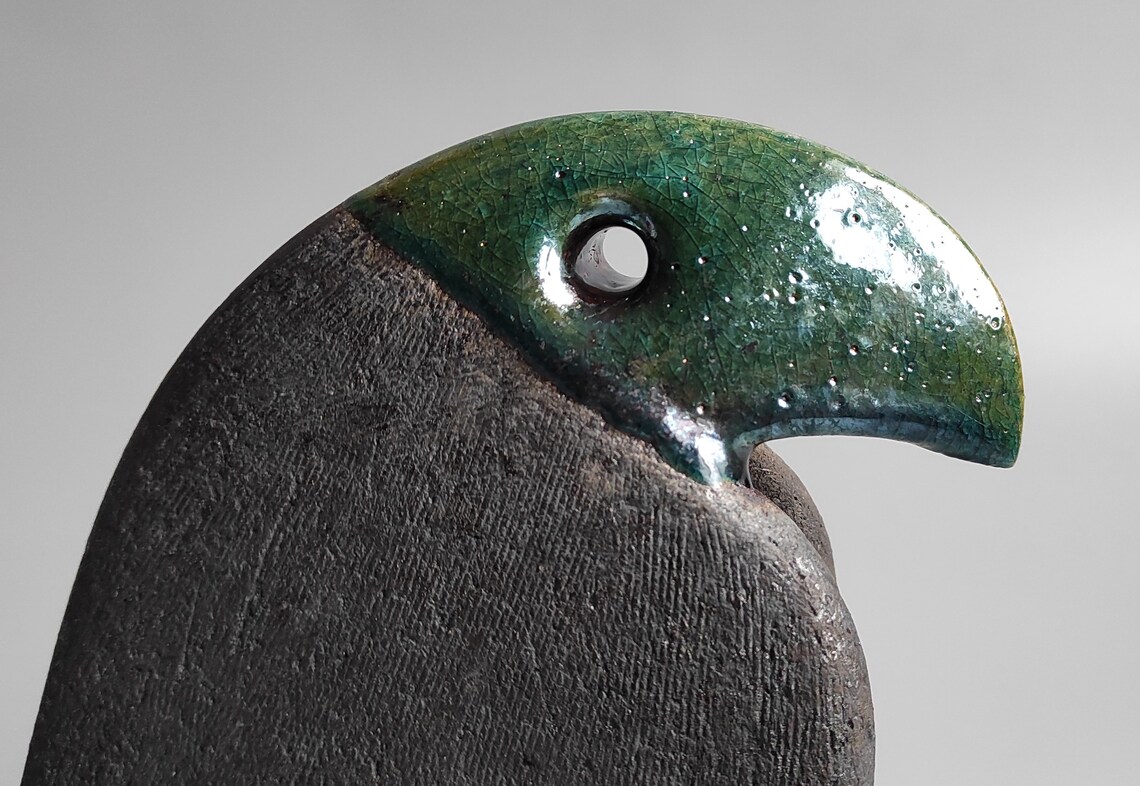 Ceramic Sculpture blue Raven Raku Ceramic - Etsy