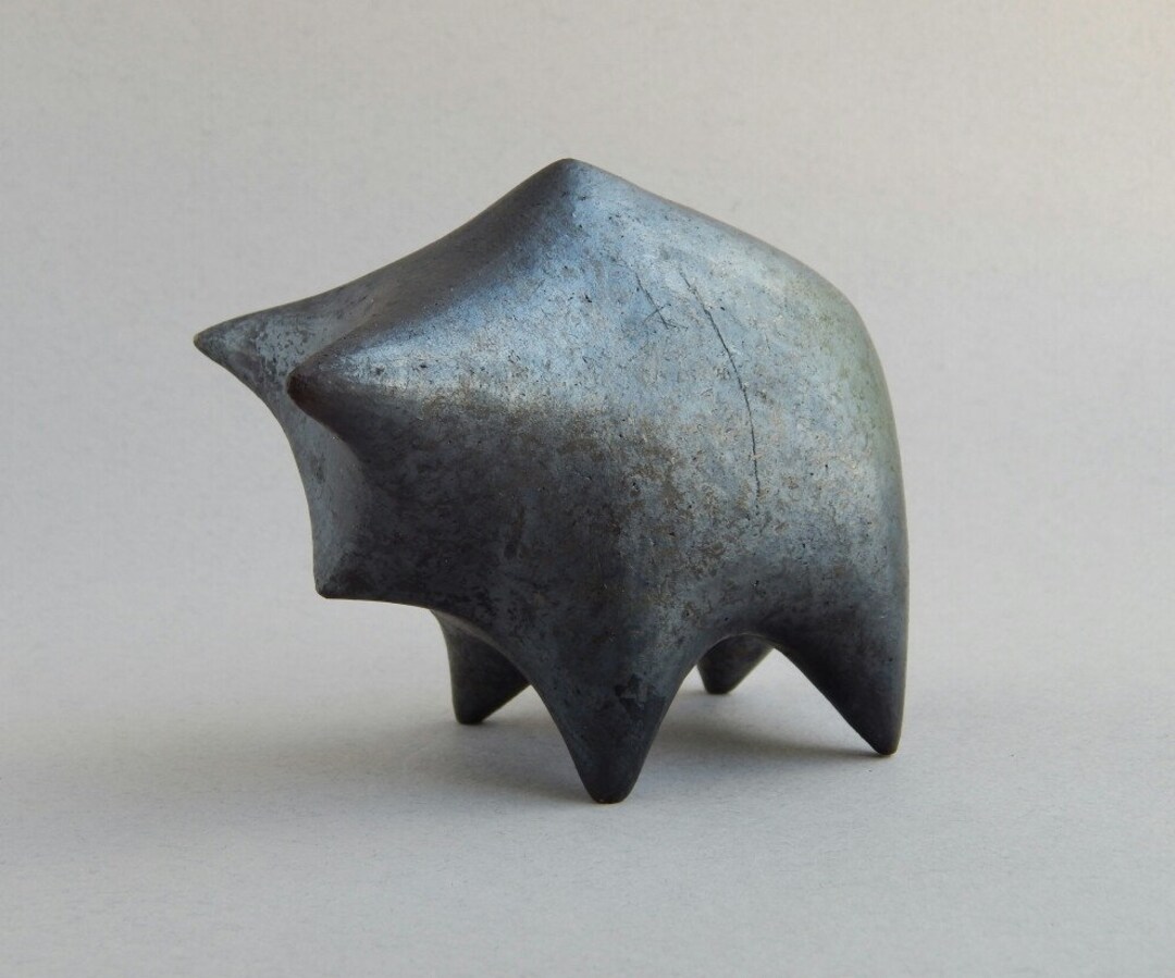 Ceramic Sculpture "buffalo", Bull Figurine, Statuette, Black Bull, Art ...