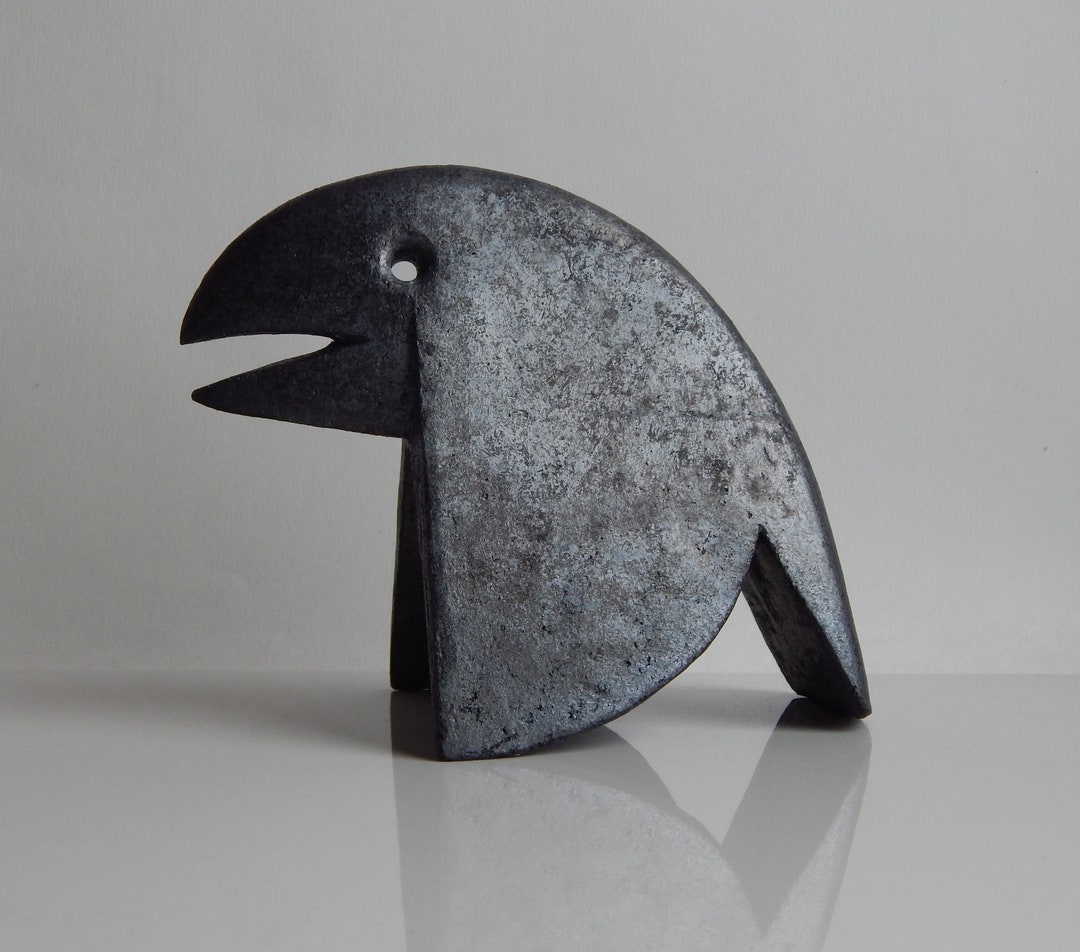 Ceramic Sculpture of Crows, Figurine, Bird Figurine, Black Raven, Art ...