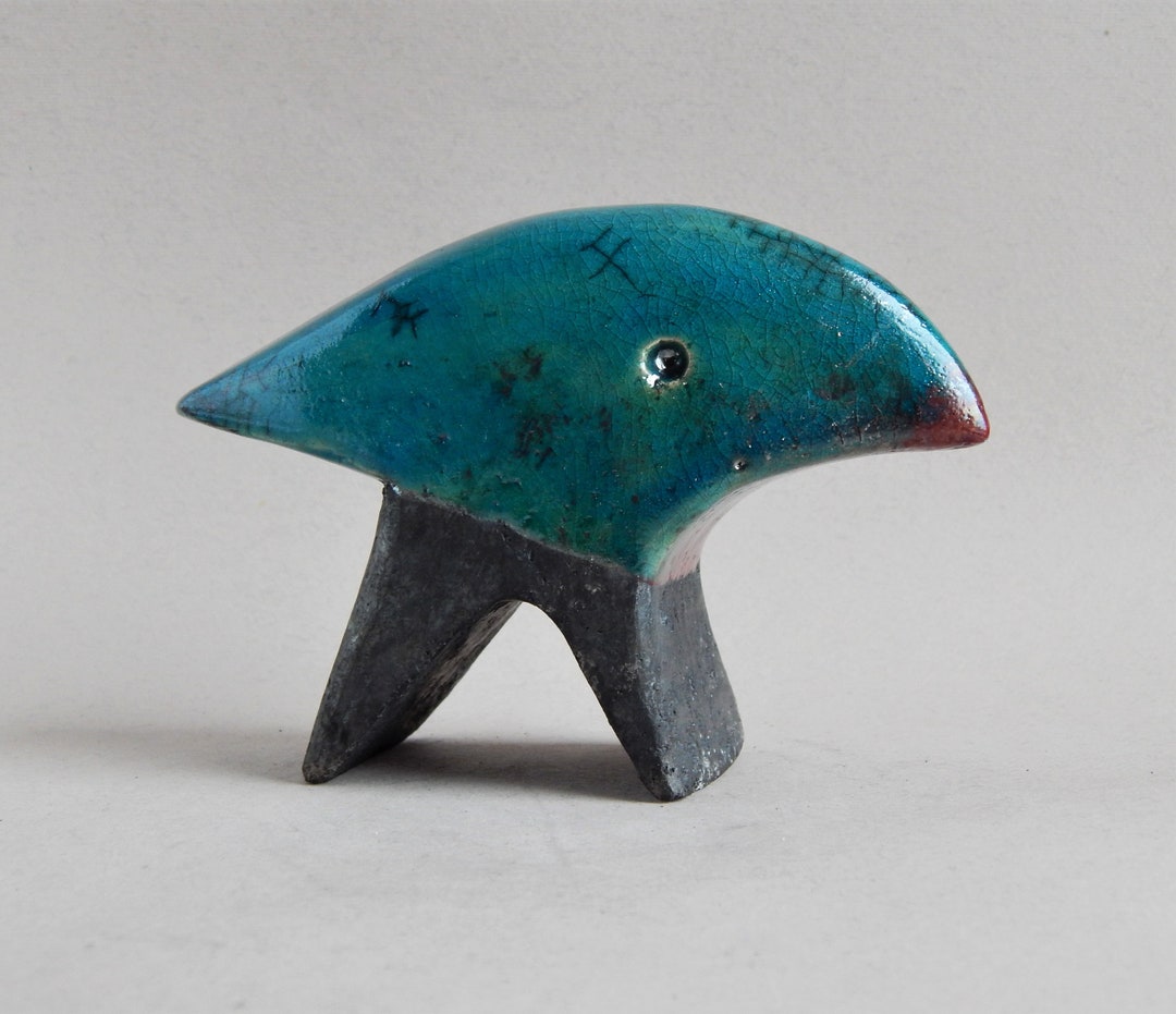 Ceramic Sculpture "blue Raven" , Raku Ceramic , Sculpture of Crows ...