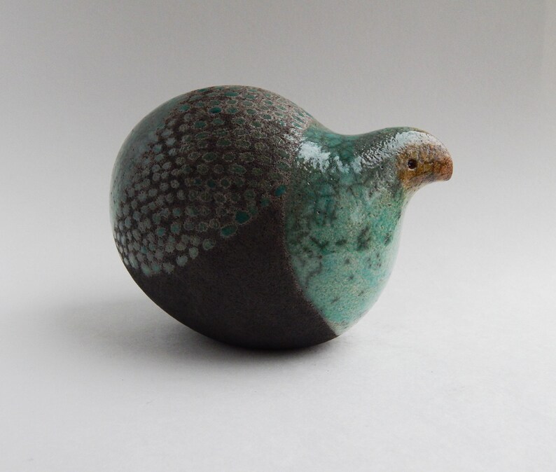 Ceramic sculpture quail Raku pottery blue bird quail | Etsy