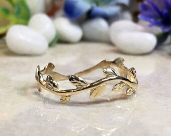 Gold leaf ring | Etsy