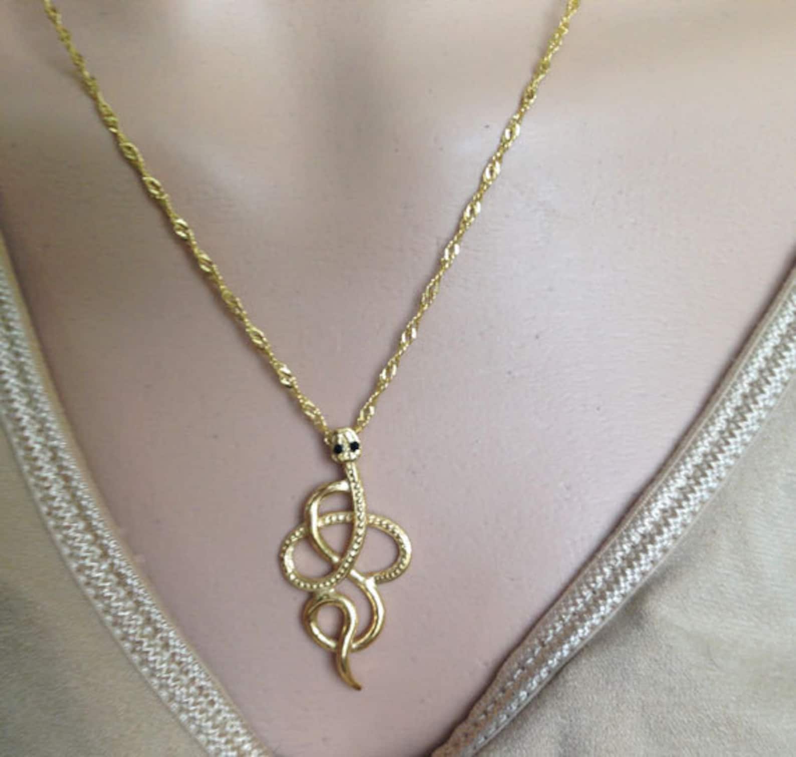 Gold Snake Necklace Tiny Serpent Necklace Gold Filled - Etsy