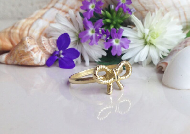Small Cute Bow Ring Tiny Ring Simple Ring Gold Ring | Etsy