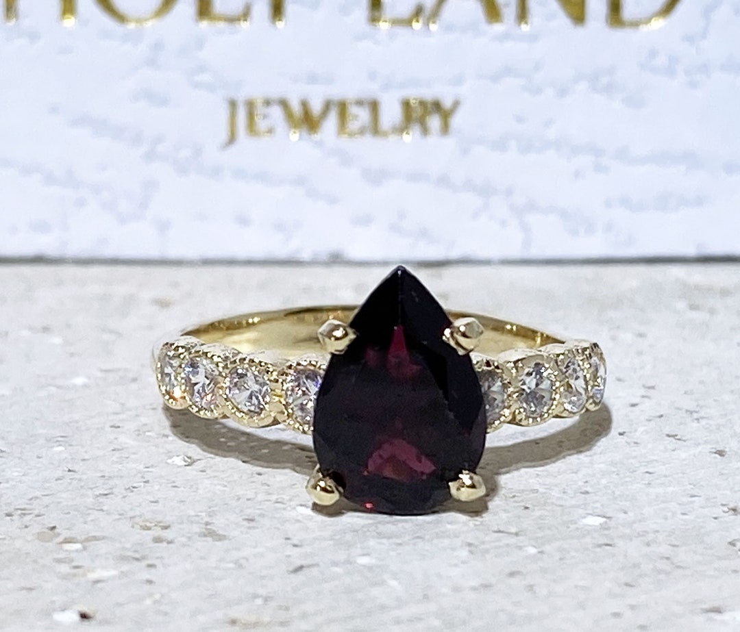 Red Garnet Ring - January Ring - Statement Ring - Gold Ring ...