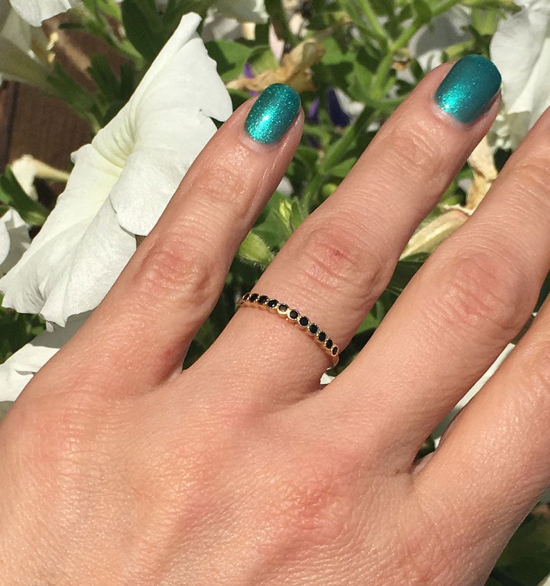 Black Onyx Ring December Ring TIny Ring Stack Ring | Etsy
