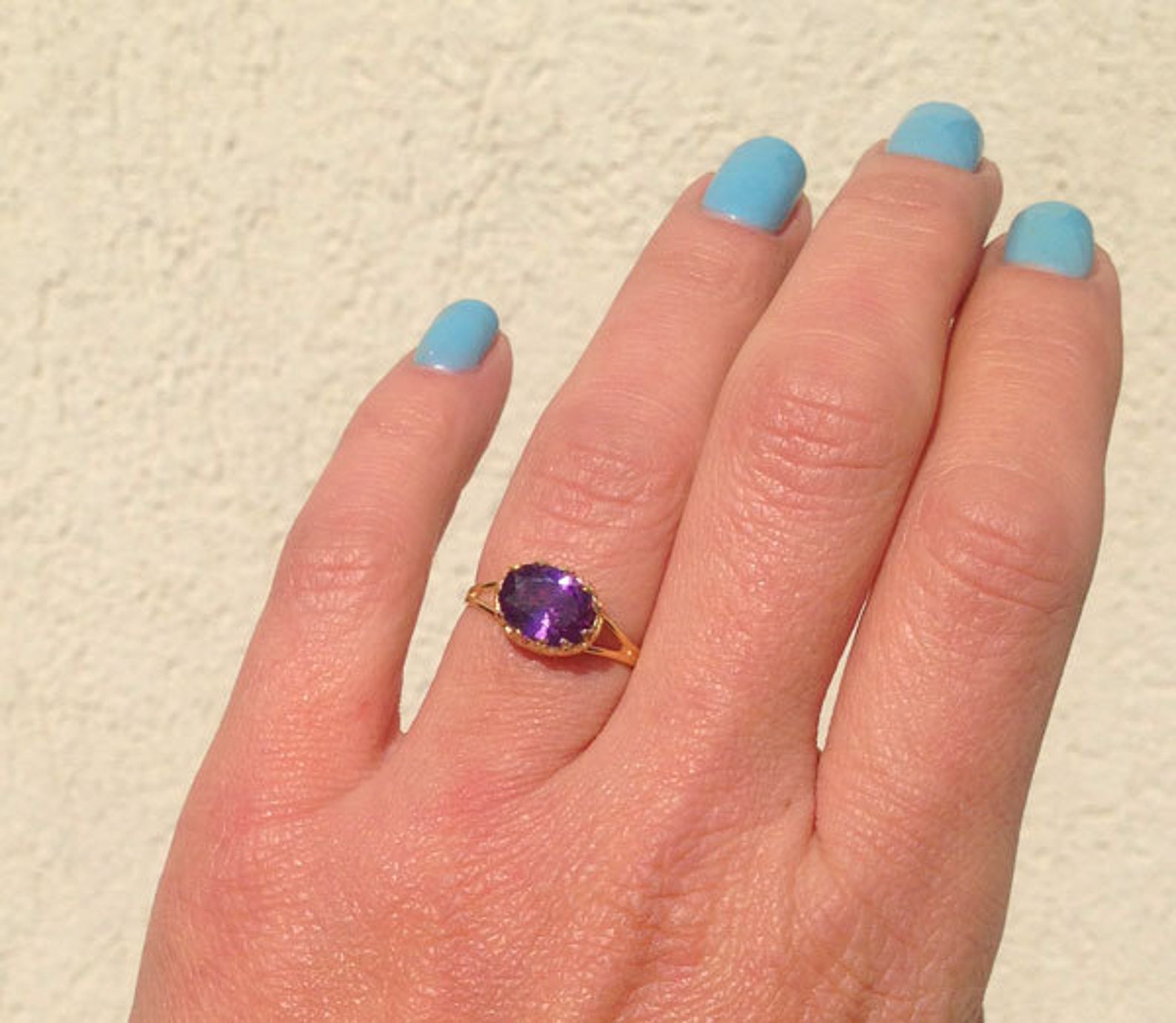 Purple Amethyst Ring – February Birthstone - East-west Oval Natural ...