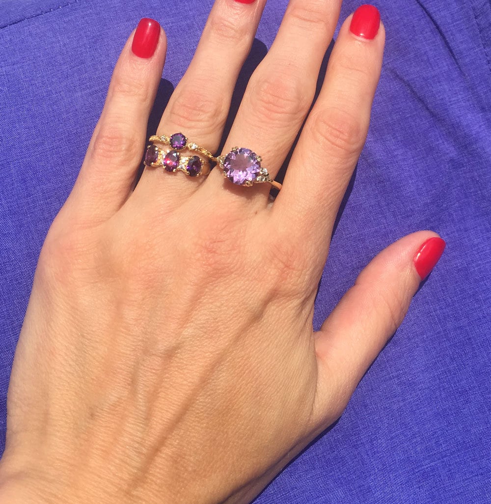 Purple Amethyst Ring Gold Ring Gemstone Ring Stacking | Etsy