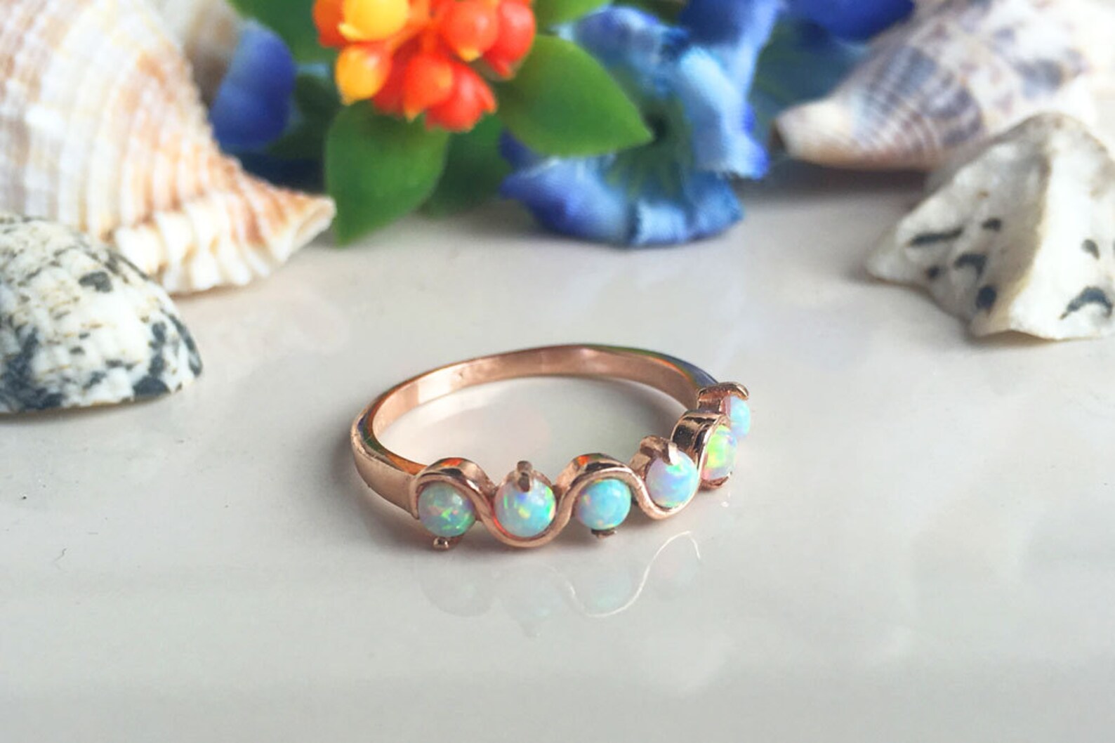 White Opal Ring Dainty Ring Tiny Ring Simple Ring - Etsy