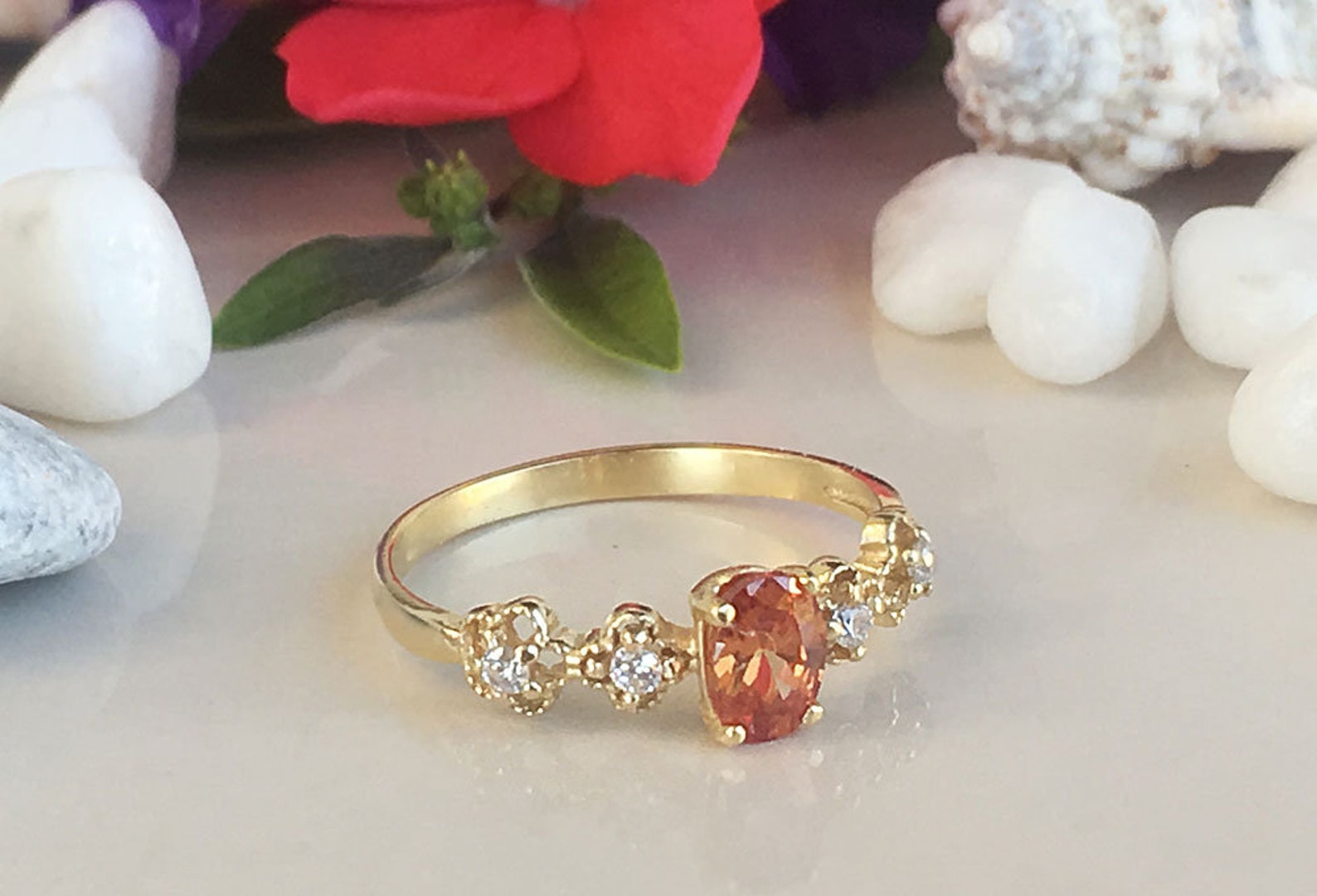 Citrine Ring November Birthstone Gold Ring Stacking Ring | Etsy