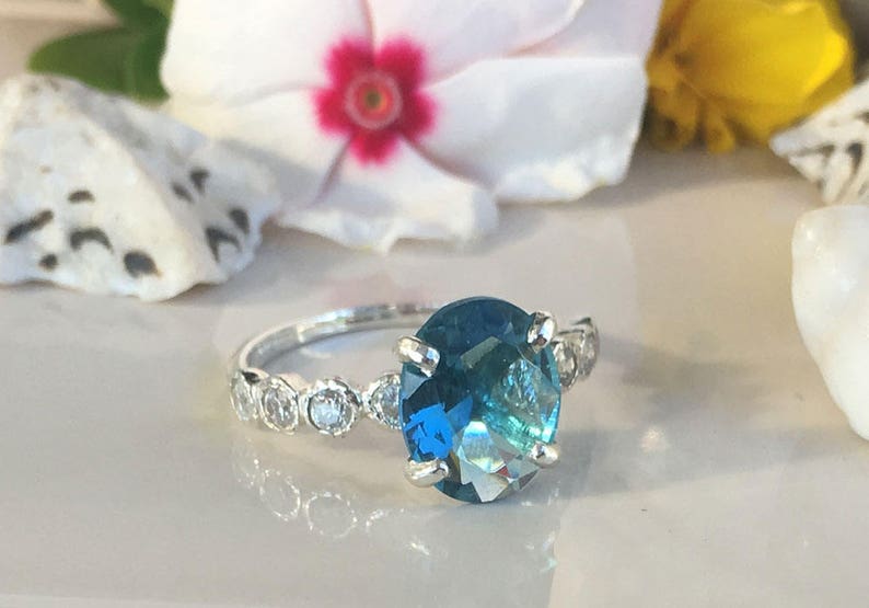 Blue Topaz Ring December Birthstone Engagement Ring Gold | Etsy