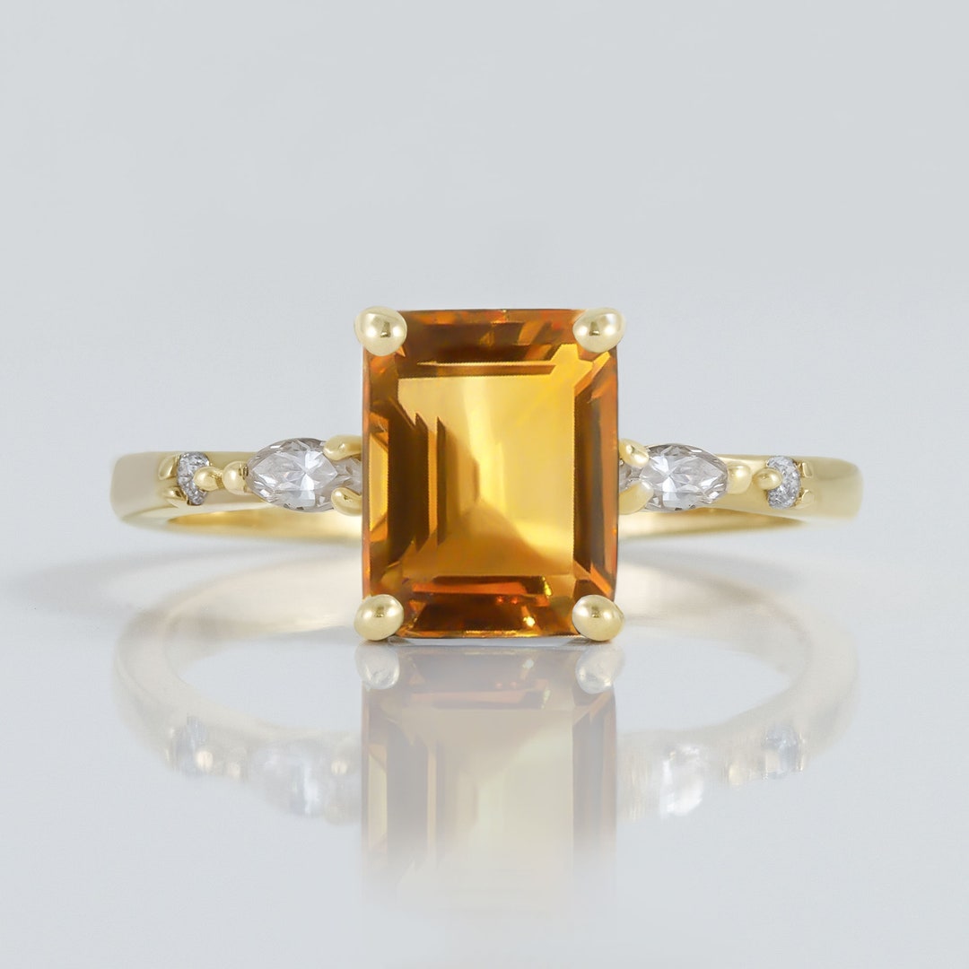 Citrine Ring - November Birthstone Jewelry - Statement Ring - Gold Ring ...