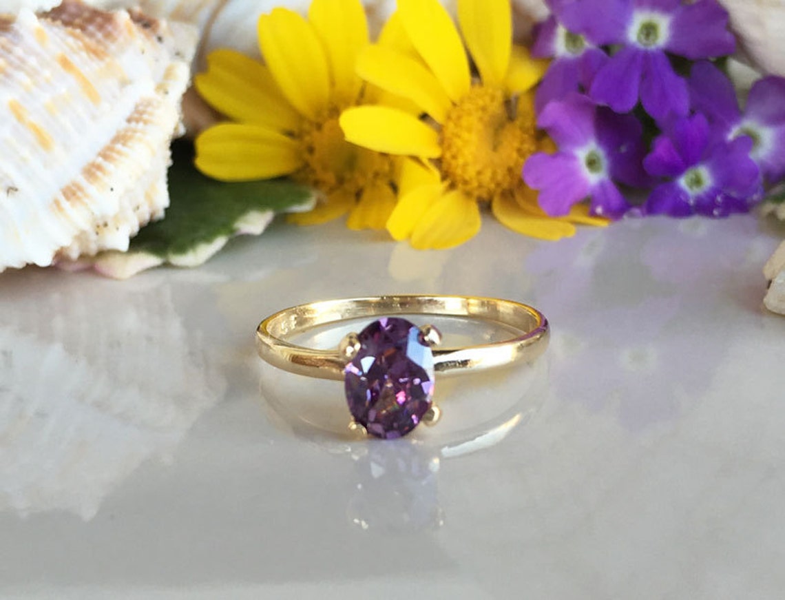 February Birthstone Jewelry Amethyst Ring Gold Ring Oval - Etsy