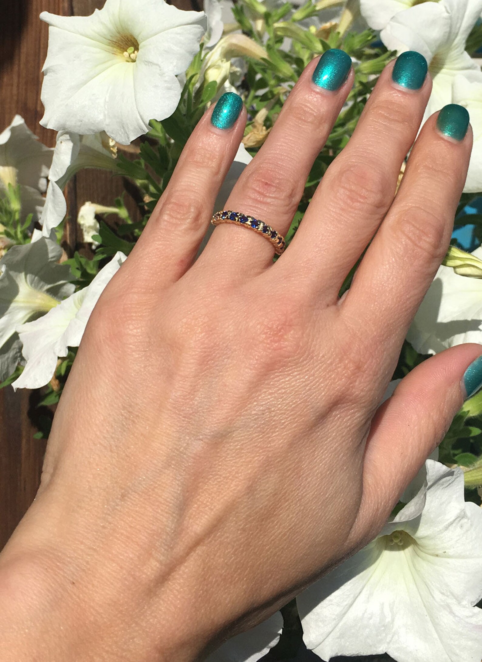 Blue Sapphire Ring September Ring Half Eternity Ring | Etsy