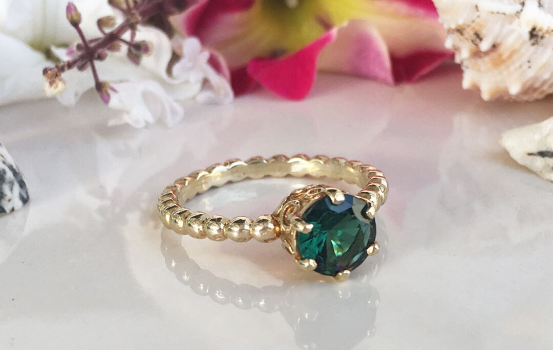 Green Tourmaline Ring - Stacking Ring - Prong Ring - Simple Jewelry ...