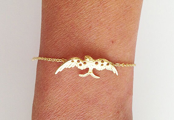 Eagle Bracelet - Bird Bracelet - Gold Bracelet - Simple Jewelry - Charm ...