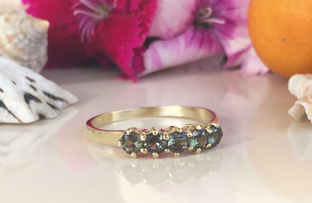 Green Tourmaline Ring - Stacking Ring - Prong Ring - Tiny Ring - Simple ...