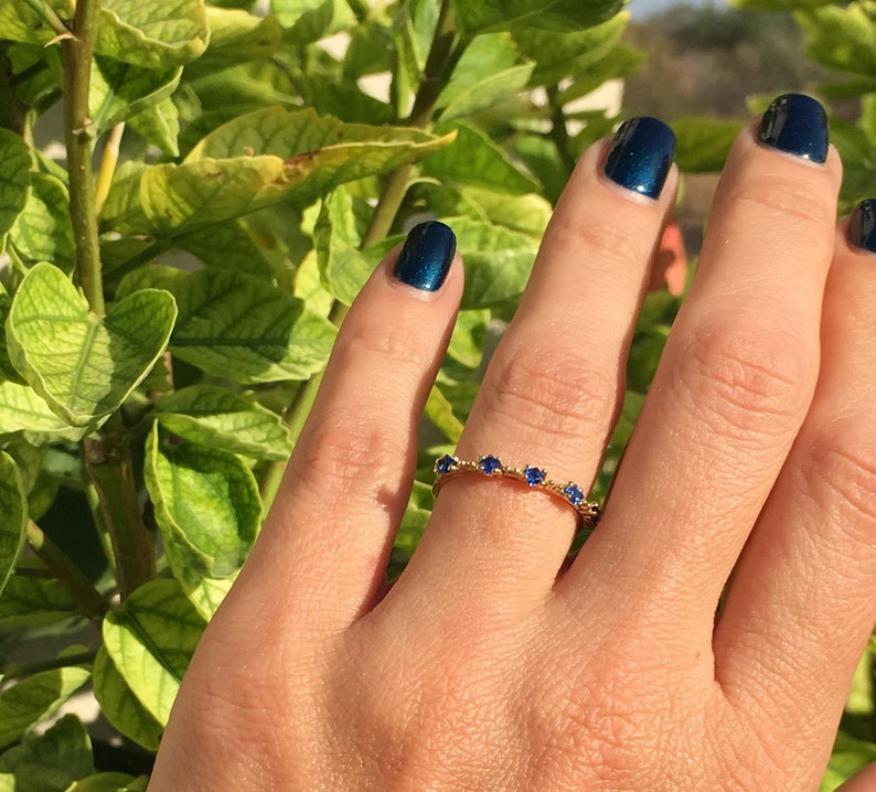 Blue Sapphire Ring Tiny Ring Slim Stack Ring Dainty Ring | Etsy