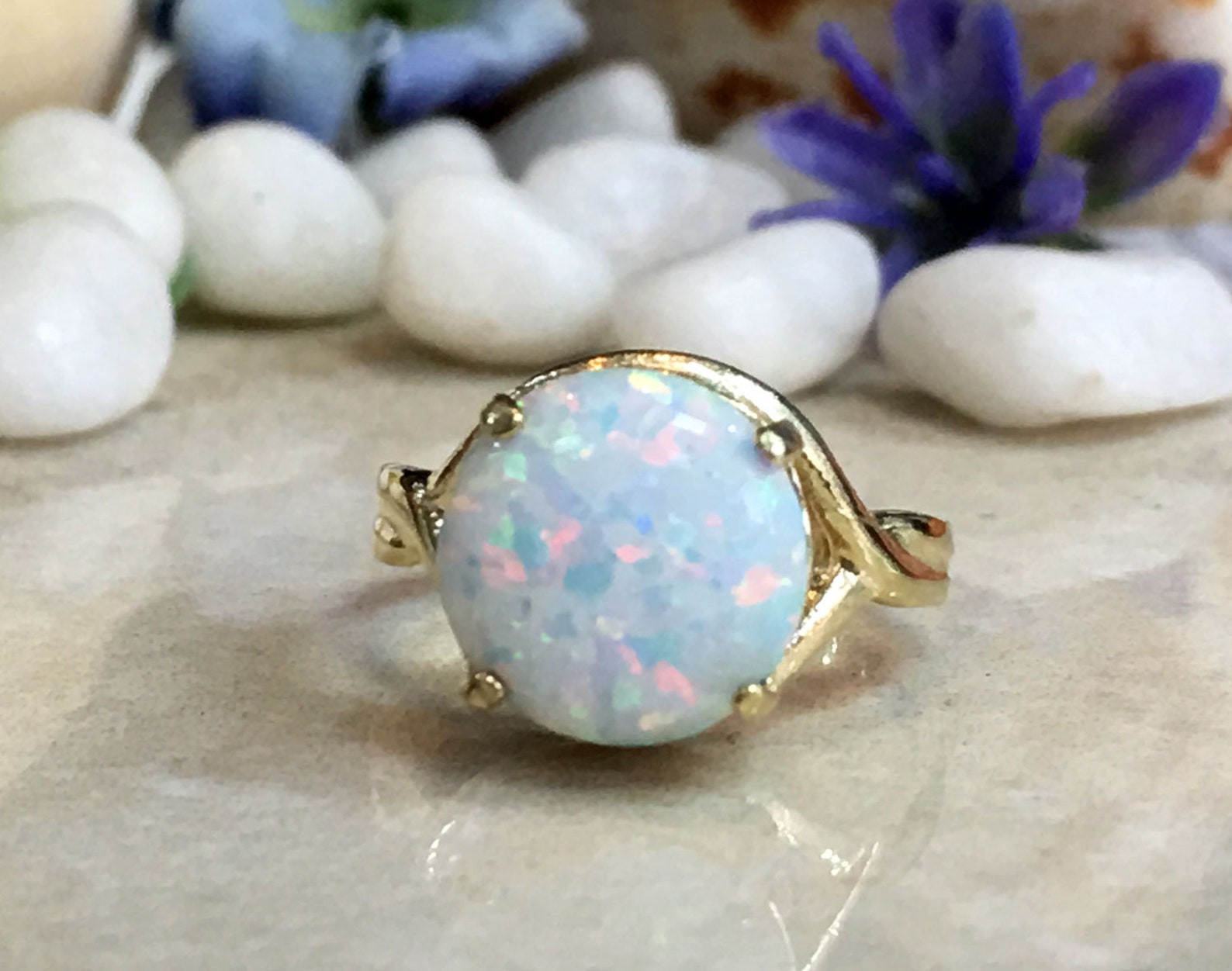 White Opal Ring Gold Ring Gemstone Ring Opal Jewelry - Etsy