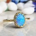Blue Opal Ring October Birthstone Hammered Ring Gold - Etsy