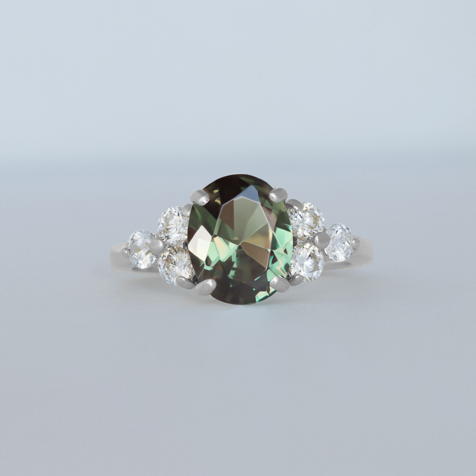 Green Tourmaline Ring - Statement Ring - Gold Ring - Engagement Ring ...