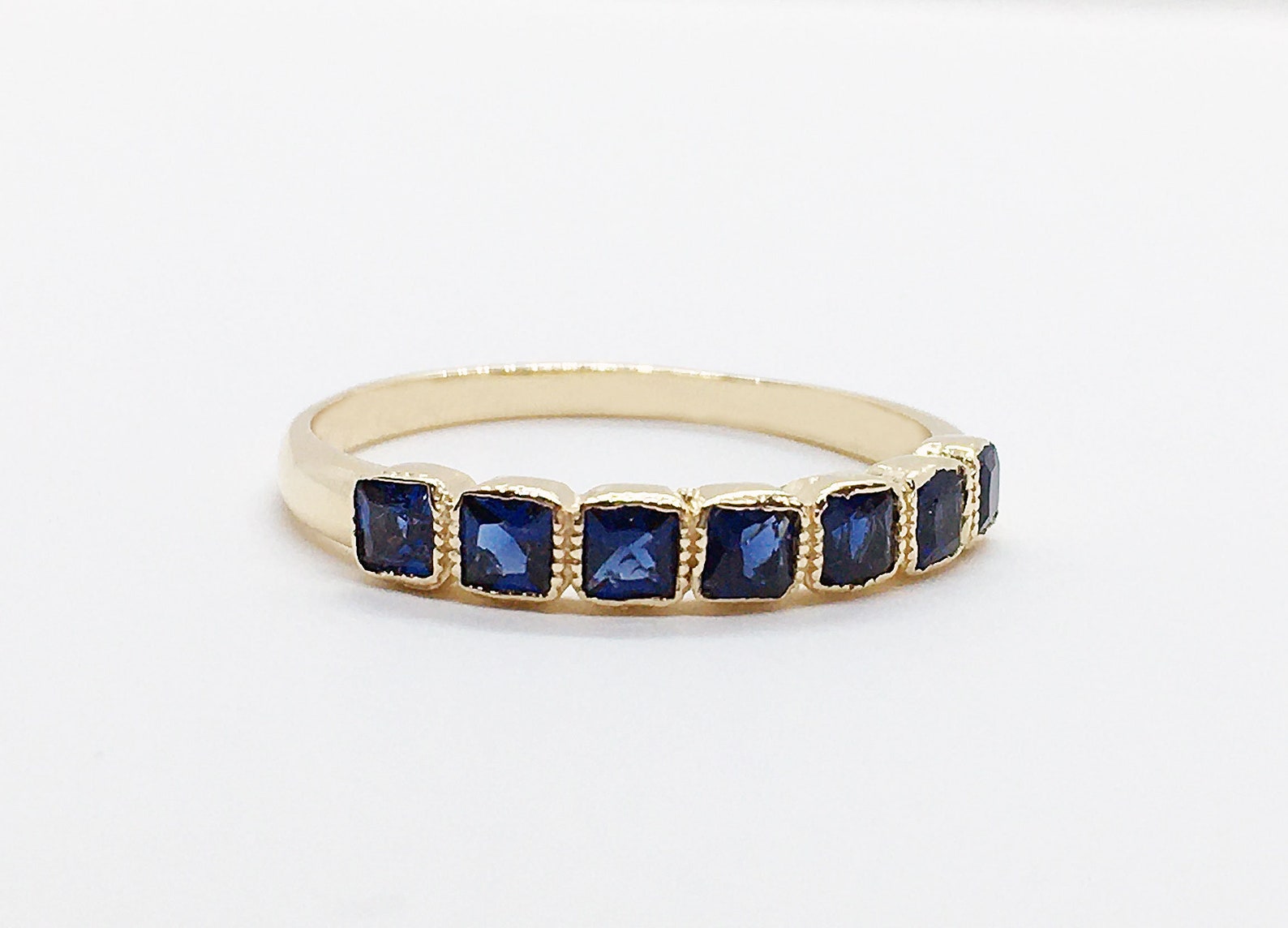 Blue Sapphire Ring September Ring Half Eternity Ring - Etsy