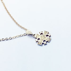 Jerusalem Cross Necklace - Gold Cross Pendant - Tiny Charm Necklace ...