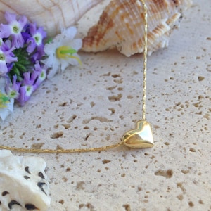 Small Heart Necklace - Gold Filled Chain - Heart Necklace - Gold ...