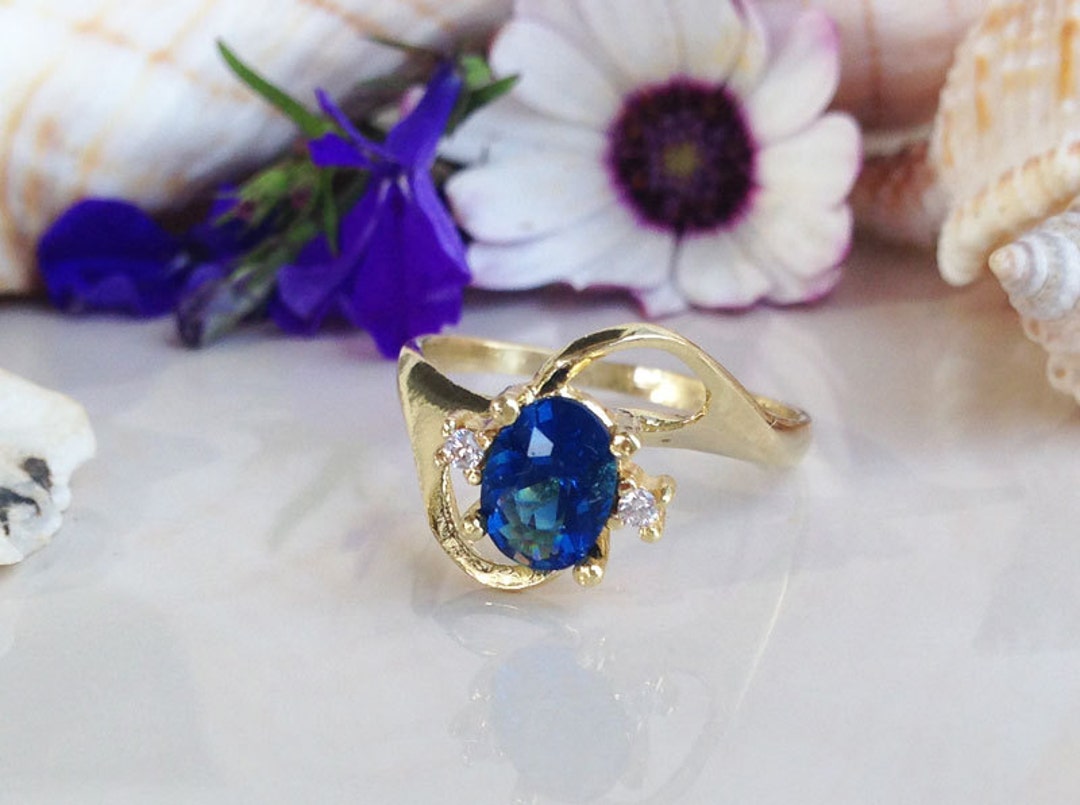 Blue Sapphire Ring - Royal Blue Ring - Gemstone Ring - Cocktail Ring ...
