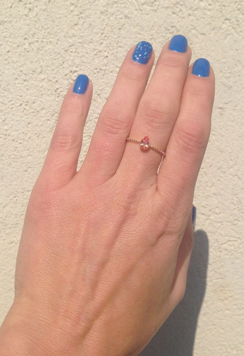 Champagne Citrine Ring - November Birthstone - Pear Gemstone Bezel Set ...