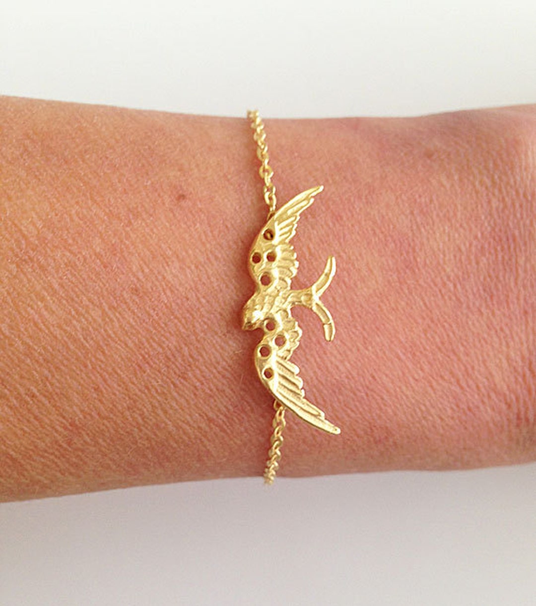 Eagle Bracelet - Bird Bracelet - Gold Bracelet - Simple Jewelry - Charm ...
