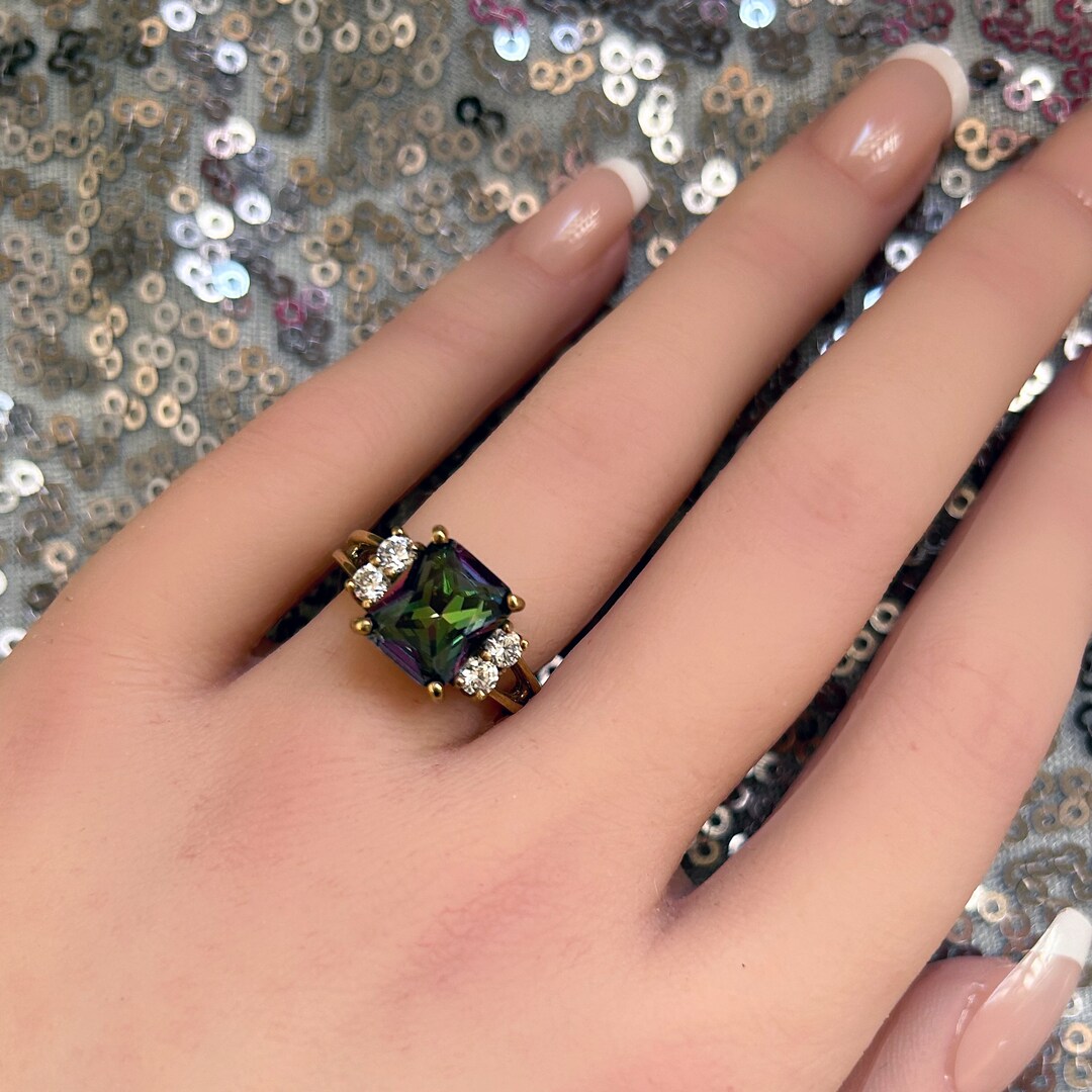 Mystic Topaz Ring - Change Color Ring - Statement Ring - Gold Ring ...