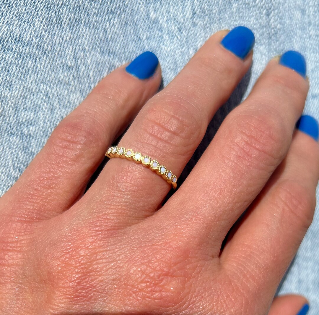 Milky White Agate Ring - Gemstone Ring - Gold Ring - Delicate Ring ...
