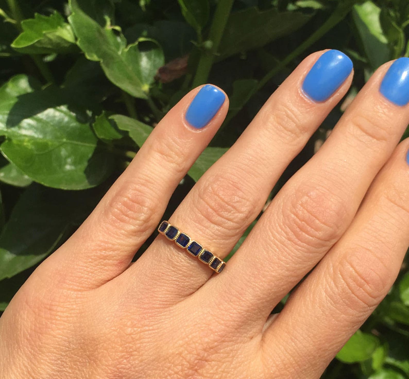 Blue Sapphire Ring September Ring Half Eternity Ring - Etsy