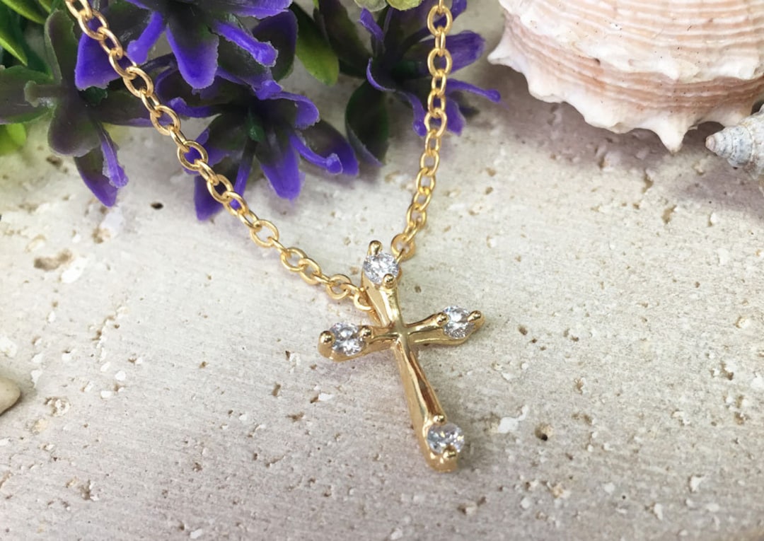 Cross Necklace - Small Cross - Gold Cross Necklace - Simple Necklace ...