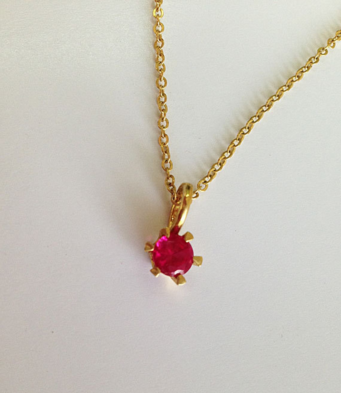 Ruby Necklace Ruby Pendant Delicate Necklace Simple | Etsy