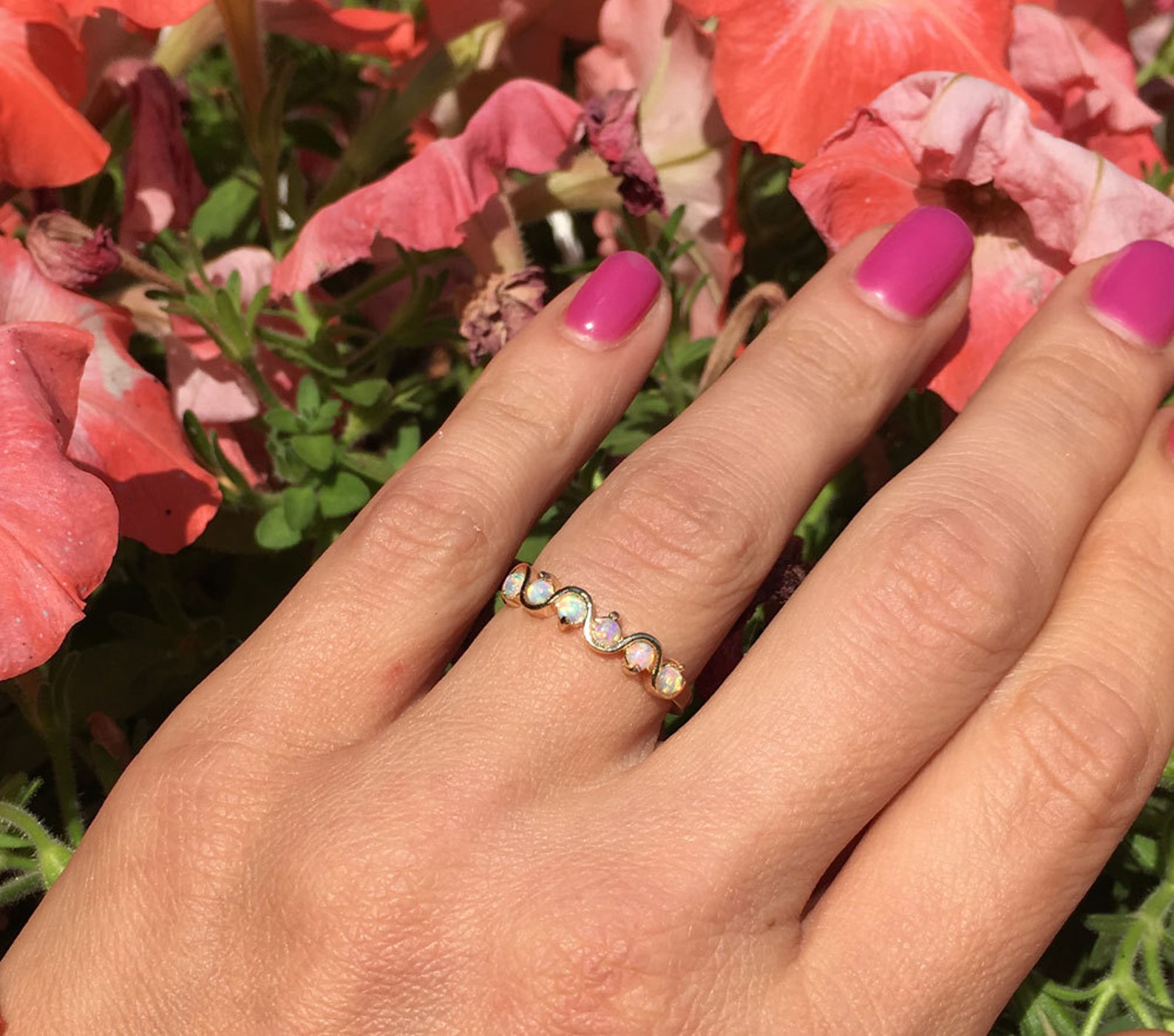 White Opal Ring Dainty Ring Tiny Ring Simple Ring - Etsy