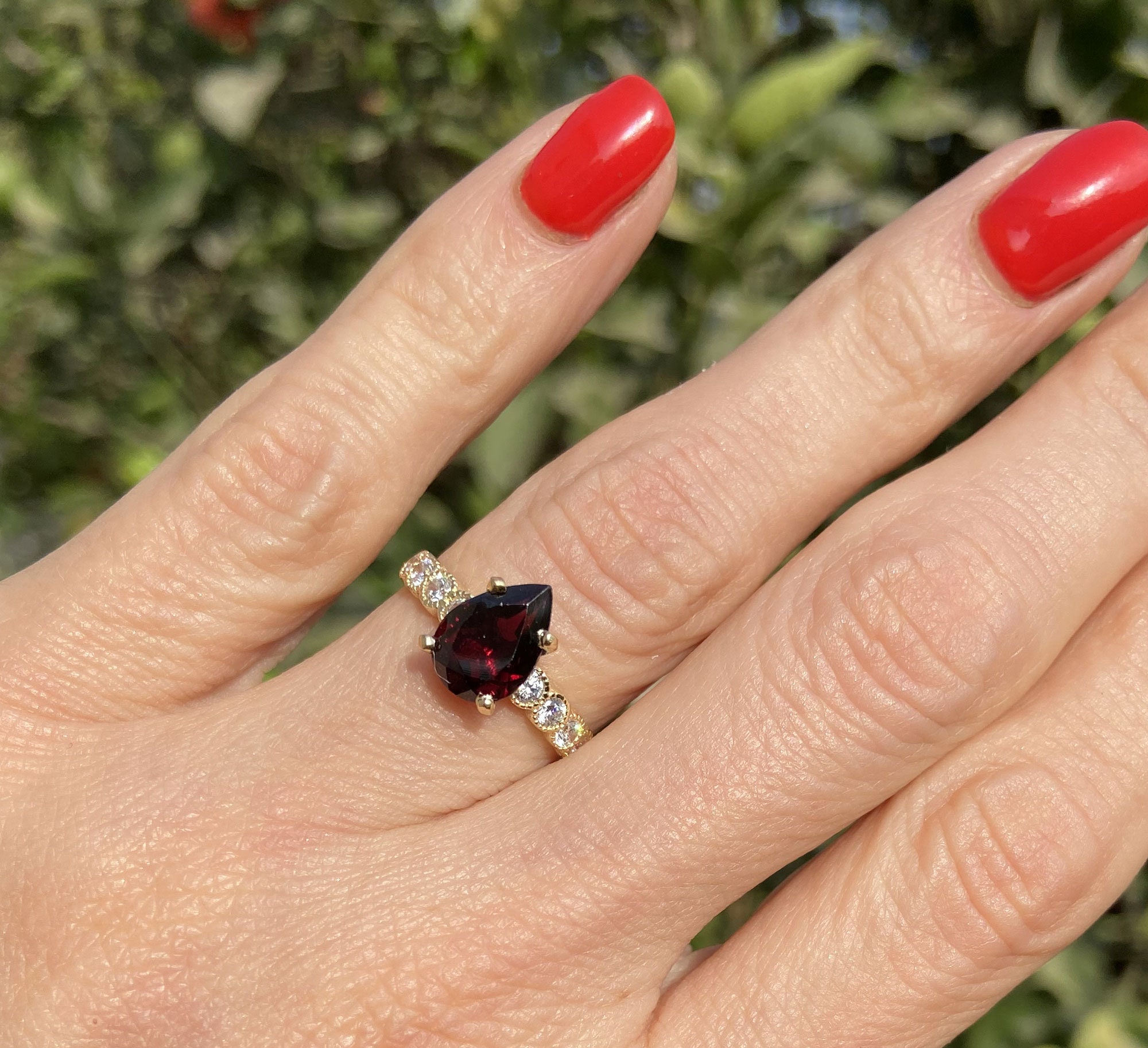 Red Garnet Ring January Ring Statement Ring Gold Ring - Etsy Israel