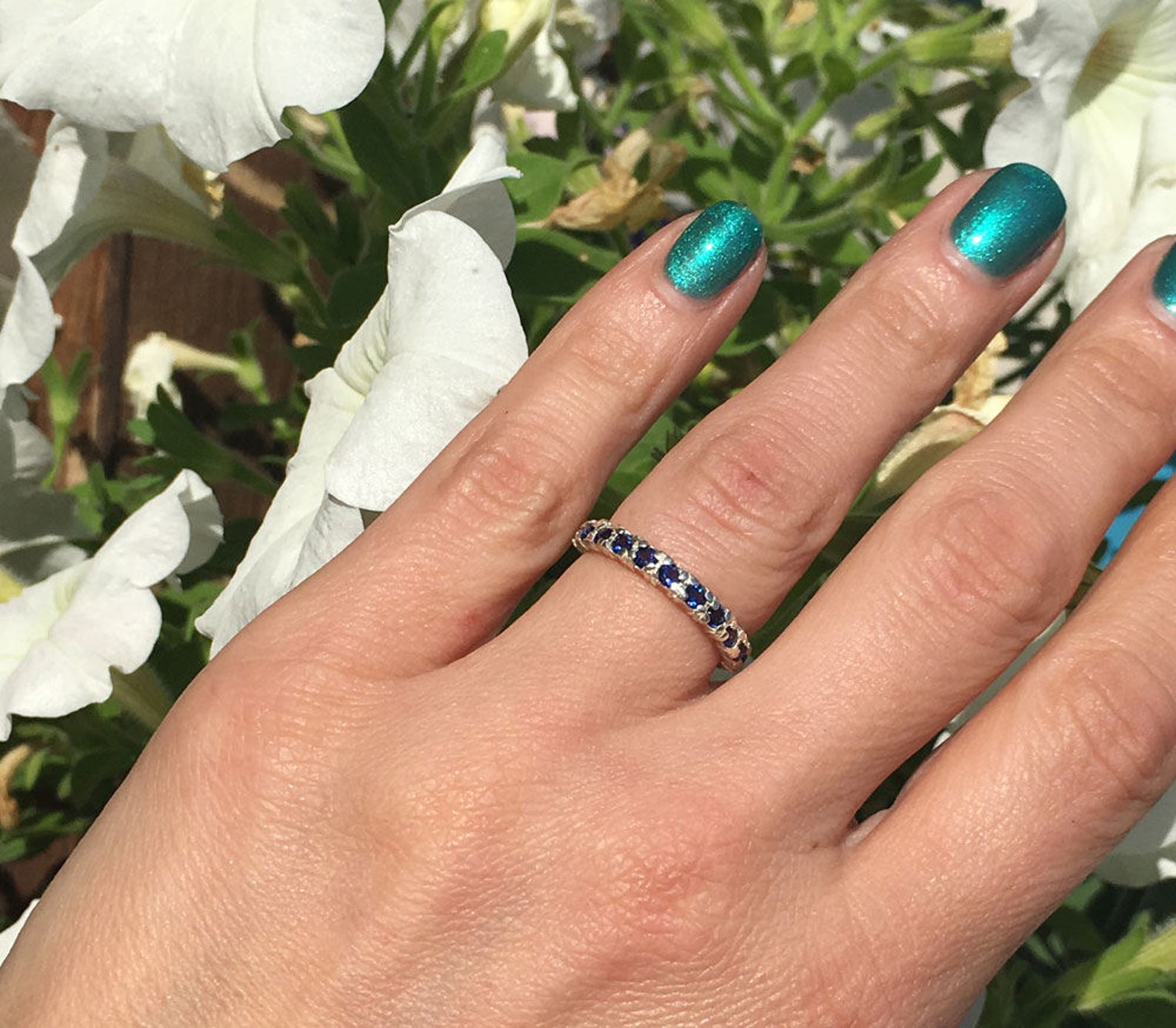 Blue Sapphire Ring September Ring Half Eternity Ring | Etsy