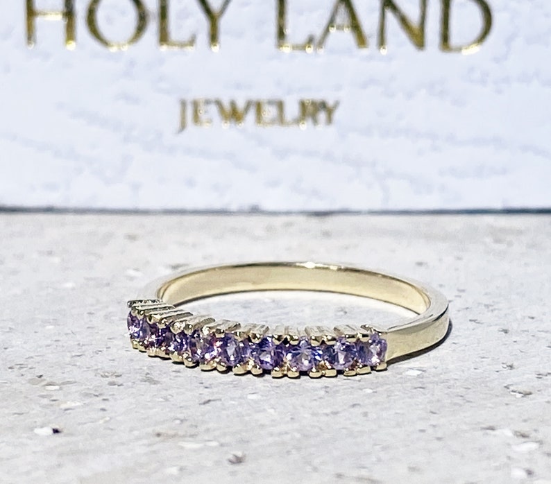Alexandrite Ring – June Birthstone - Round Gemstone Prong Set Half ...