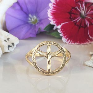Peace Ring Gold Ring Peace Sign Jewelry Peace Symbol - Etsy