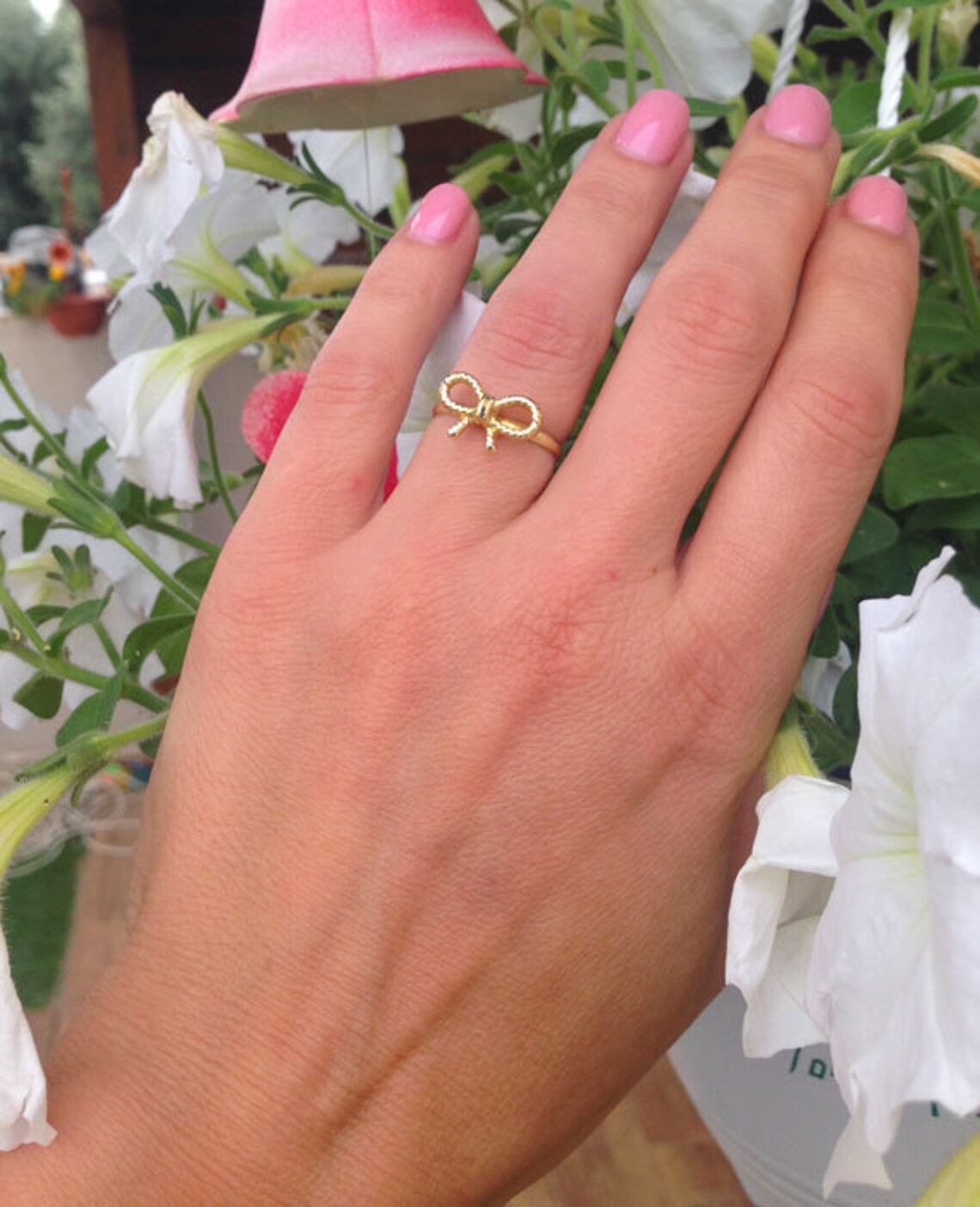 Small Cute Bow Ring Tiny Ring Simple Ring Gold Ring | Etsy