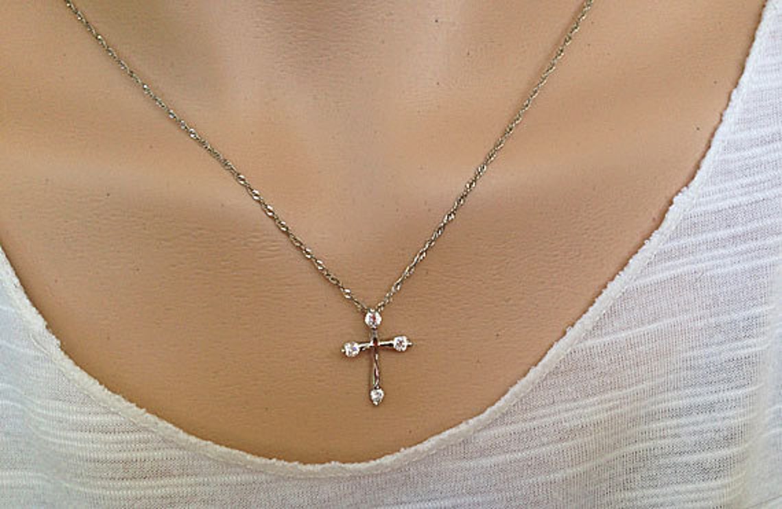 Cross Necklace - Small Cross - Gold Cross Necklace - Simple Necklace ...