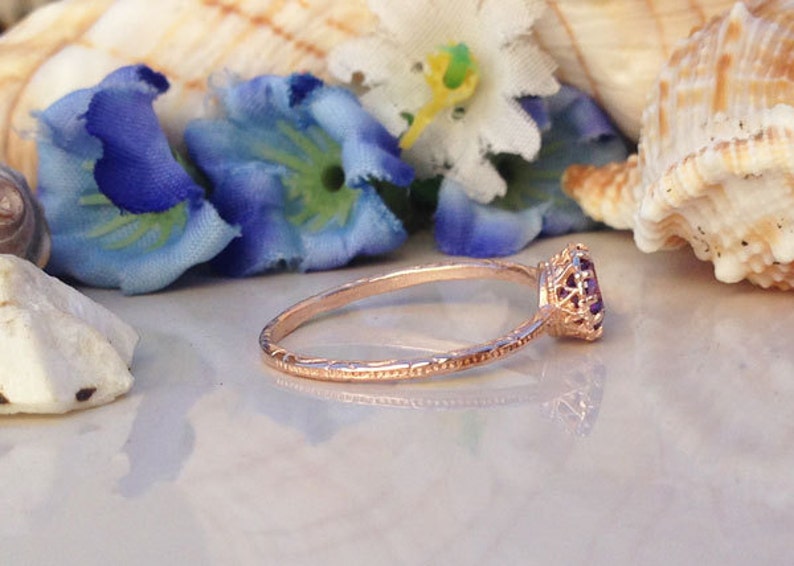 Purple Amethyst Ring - February Birthstone - Round Gemstone Vintage ...