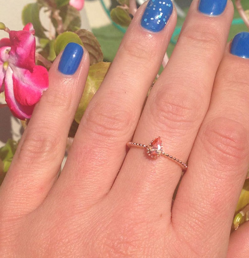 Champagne Citrine Ring - November Birthstone - Pear Gemstone Bezel Set ...