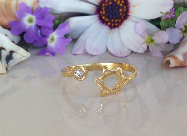 Star of David Ring Gold Ring Simple Ring Everyday - Etsy